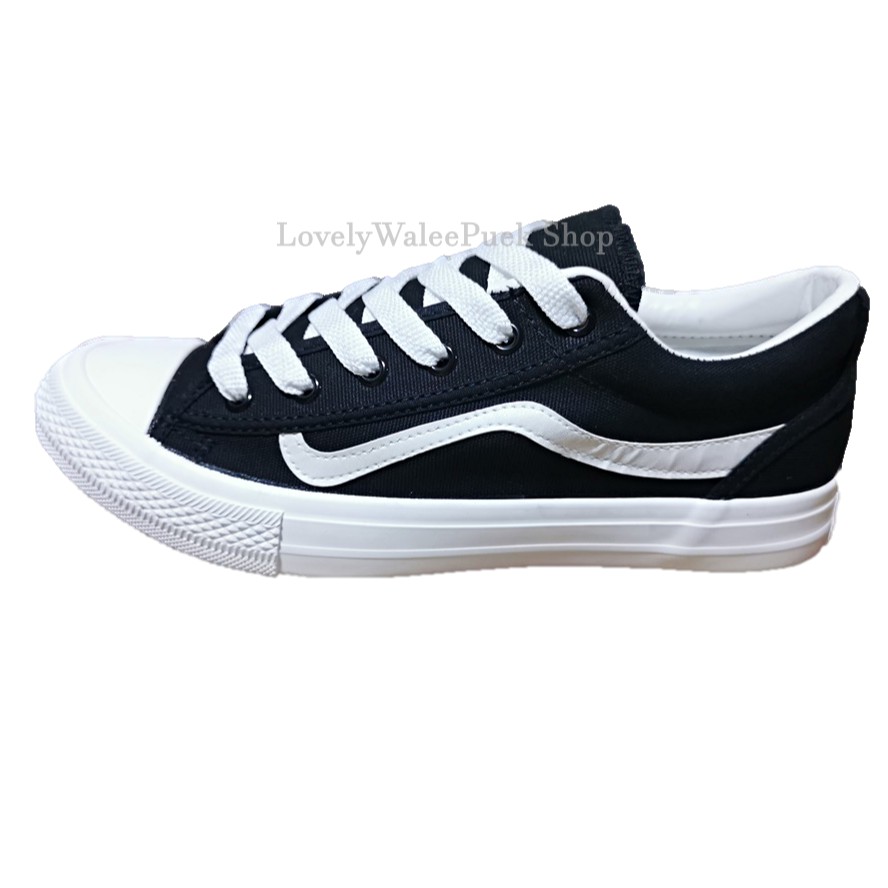 GoldCity No-502 WAVE︾ รองเท้าผ้าใบแฟชั่น ดำขาว-ครีมเขียว-ครีมแดง Size 37-45 | Shopee Thailand