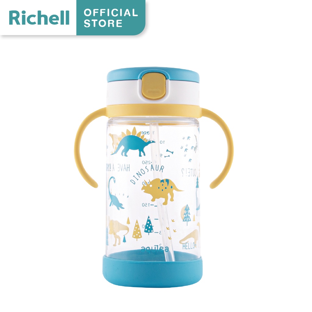 Richell (ริเชล) แก้วหัดดื่มกันสำลักคว่ำไม่หก รุ่นใหม่มีซิลิโคนรอง รุ่นAQ- Aqulea (320 มล. ...