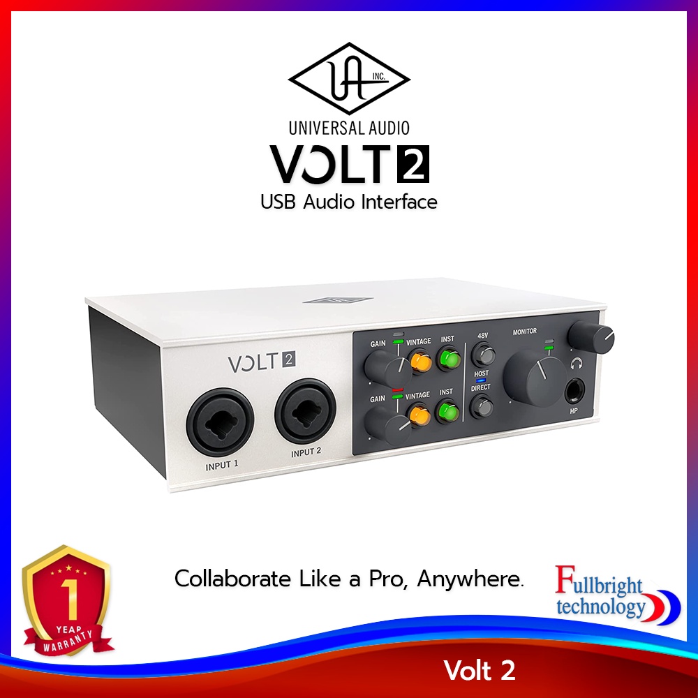 Universal Audio Volt 2 USB Audio Interface ออดิโออินเตอร์เฟสแบบ USB 2.0 2-in/2-out ประกันศูนย์ 1 ...