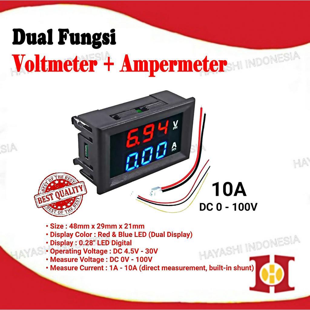 Dual Volt Amp Meter Digital Ampere Meter โวลต์มิเตอร์ 10A 0-100V แอมป์ ...