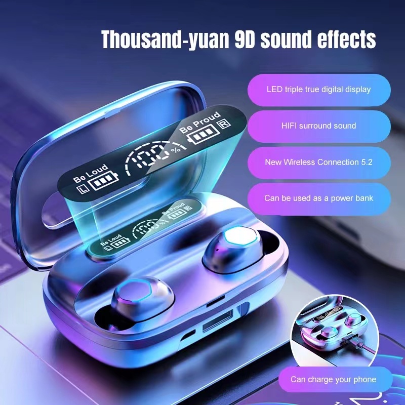 TWS Wireless bluetooth 5.1 headset Earphone Earbud หูฟังบลูทูธ สเตอริโอ ...