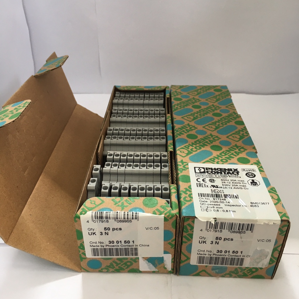 "PHOENIX CONTACT" Feed-through terminal block-UK 3 N P/N : 3001501 (130 ...