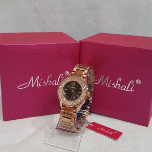 Mishali แท้ 100% สายสแตนเลสหน้าปัดประดับคริสตัลกลิ้งได้ | Shopee Thailand