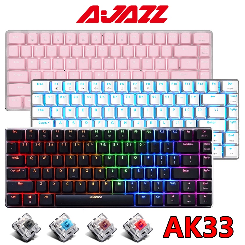 Ajazz AK33 82 Keys Gaming Mechanical Keyboard RGB Backlit Anti-ghosting Black Blue Red Switch ...