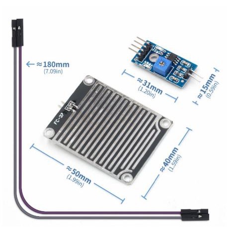 เซนเซอร์น้ำฝน ความชื้น Rain / Water Detection Sensor Module พร้อมสาย สำหรับ Arduino | Shopee ...
