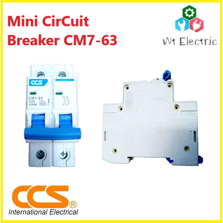 CCS Mini CirCuit Breaker 2P 20A 6kA CM7-63 เซอร์กิต เบรกเกอร์ เกาะราง 2 ...