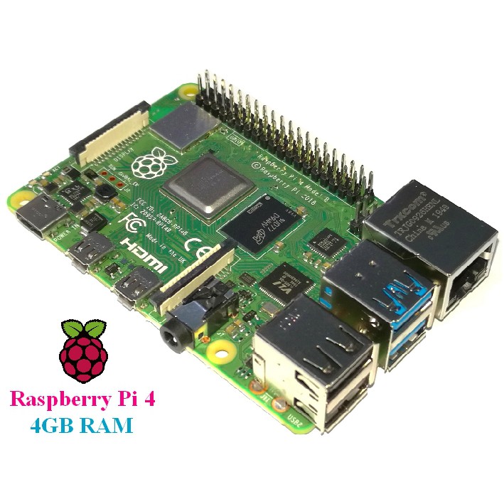 RASPBERRY PI4-MOD B-4G #CPU BROADCOM BCM2711,QUAD CORE CORTEX-A72 (ARM V8) 64 BIT,RAM 4GB,2 USB ...