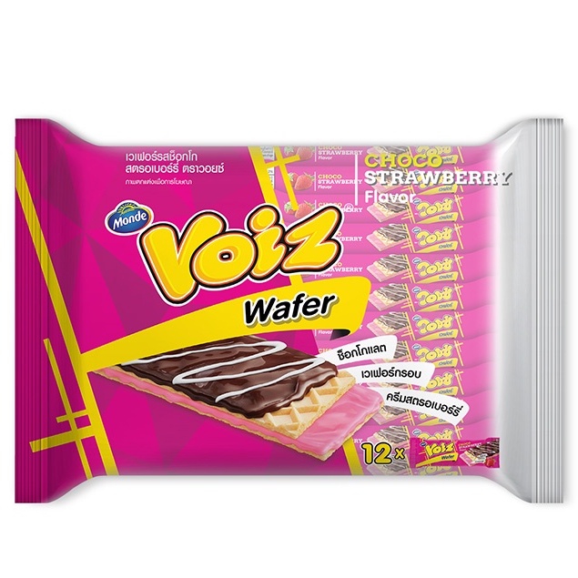 ขนม Voiz Cracker วอยซ์ แครกเกอร์สอดไส้ครีม (รสช็อกโกแลต/สตรอเบอร์รี่/นม ...