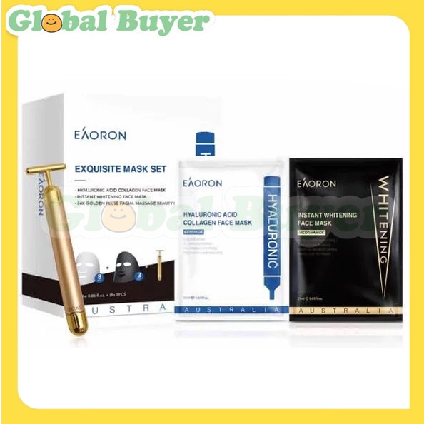 Eaoron Exquisite Mask Set (Hyaluronic Acid Mask X8 + Instant Whitening ...