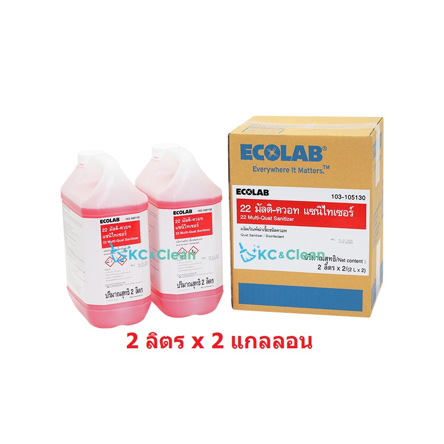 น้ำยาฆ่าเชื้อ 22 Multi-Quat Sanitizer 2ลิตรx2แกลลอน ECOLAB - E103 ...