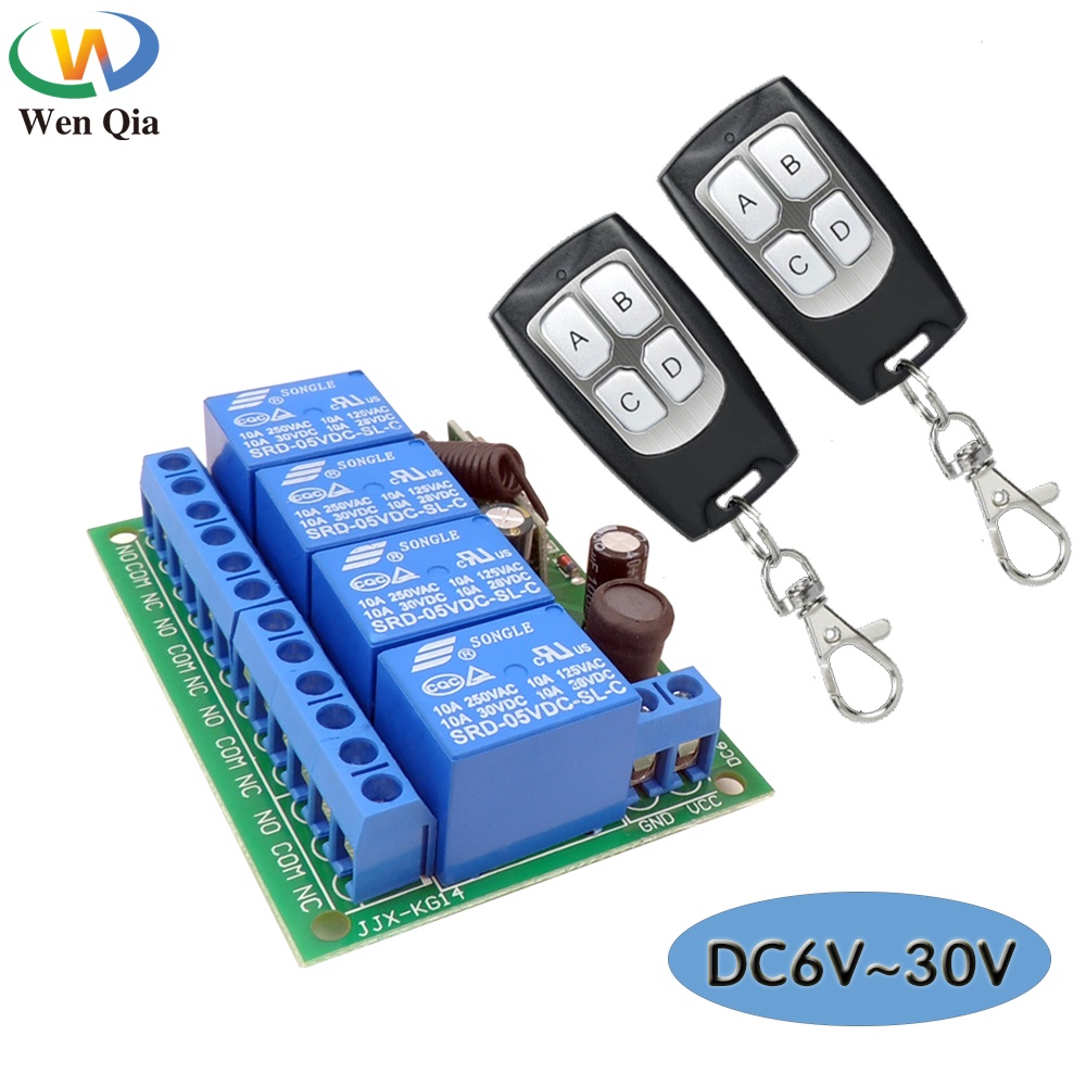 433mhz สวิตช์รีโมตคอนโทรล RF ไร้สาย DC 12V 24V 4 ช่อง รับสัญญาณ และส่ง ...