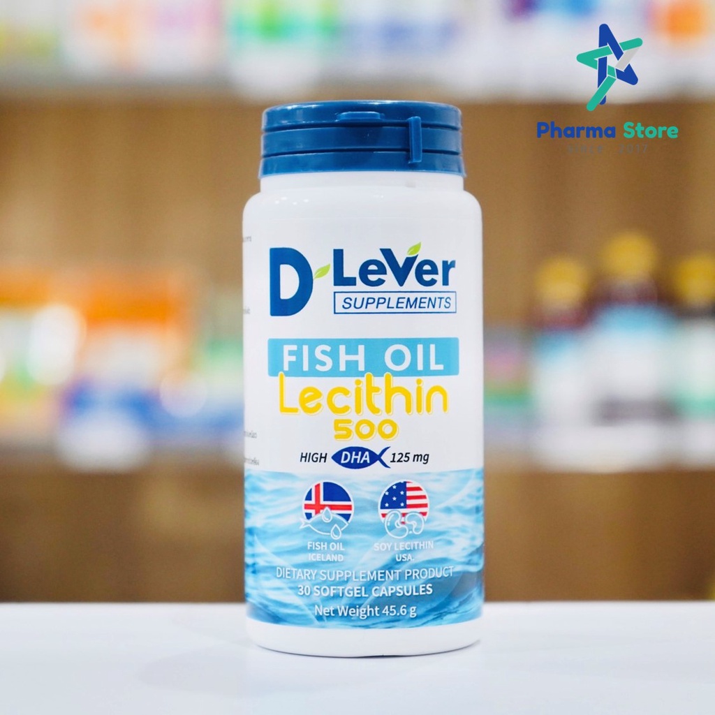 D Lever Fish oil Lecithin 500 น้ำมันปลา เลซิติน บำรุงสมอง บำรุงตับ ...