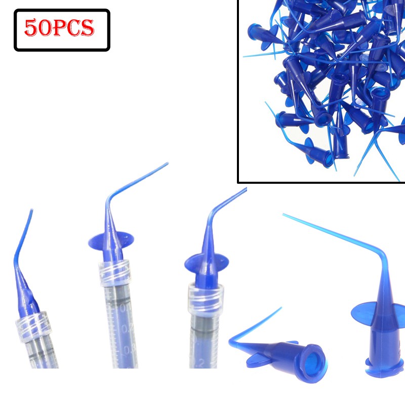 50Pcs Teeth Whitening Dental Irrigation Tips Blue Dental Disposable ...