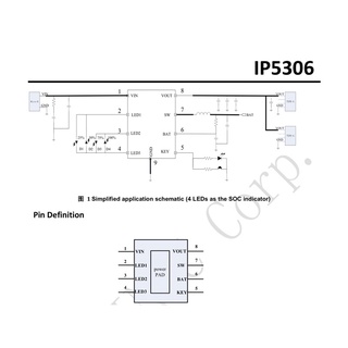 IP5306 SOP-8 Fully-Integrated Power Bank System-On-Chip with 2.1A ...