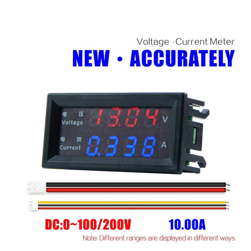 PCF* 4 Digits High Precision DC 100V 200V 10A Voltmeter Ammeter Dual LED Digital Display Amp ...