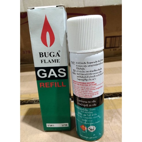 แก๊สบูก้ากระป๋อง แก๊สเติมไฟแช็ค BUGA FLAME GAS refill แก๊สบูก้า กระป๋อง ...