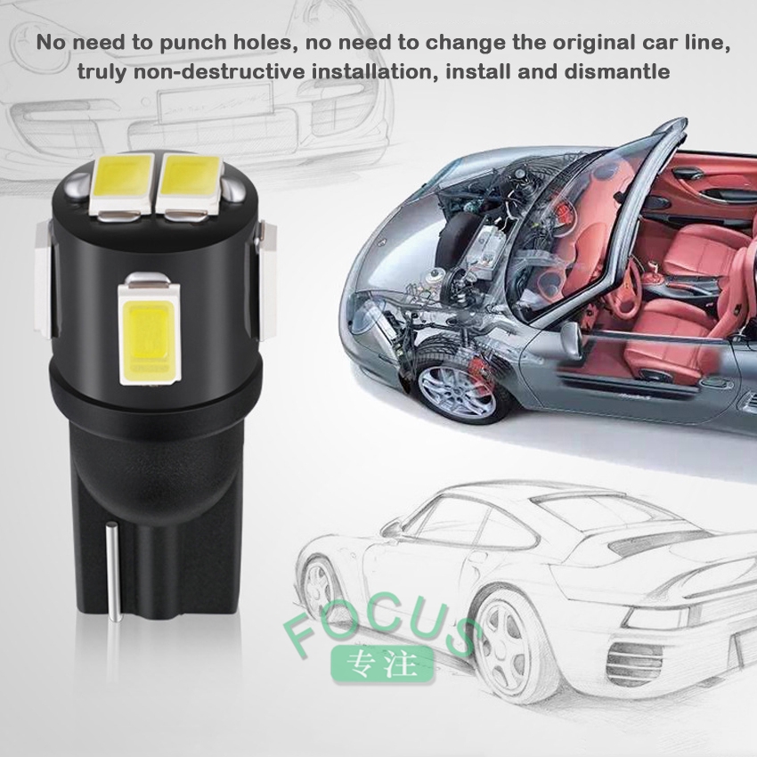 หลอดไฟ t 10 5630 6 smd led 168 194 192 158 สีขาวสําหรับรถยนต์ 10 ชิ้น/ชุด | Shopee Thailand