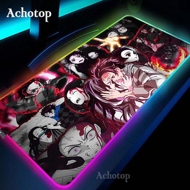แผ่นรองเมาส์เล่นเกม RGB LED ลายการ์ตูนอนิเมะ Demon Slayer Kamado Nezuko ...