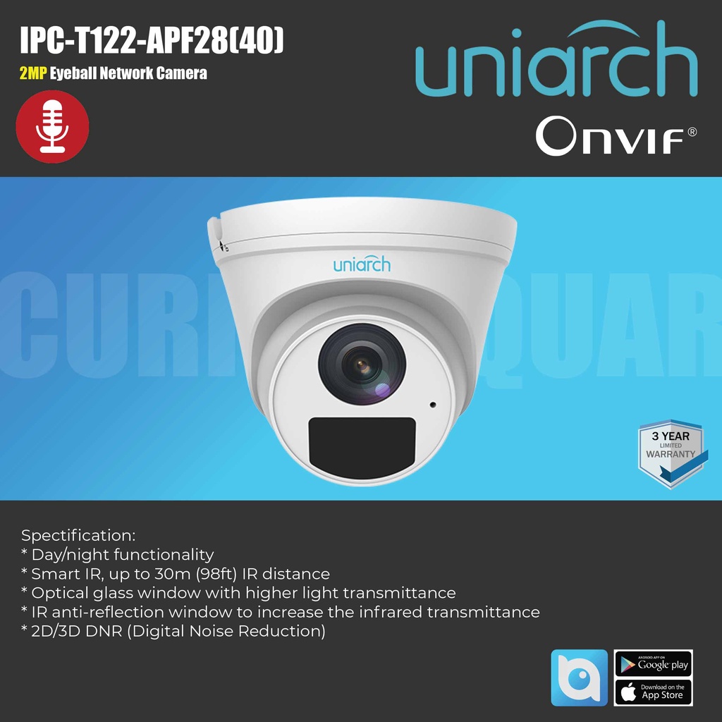 สินค้าใหม่ Uniarch IPC-T122-APF28(40) 2MP Fixed Dome Network Camera ...