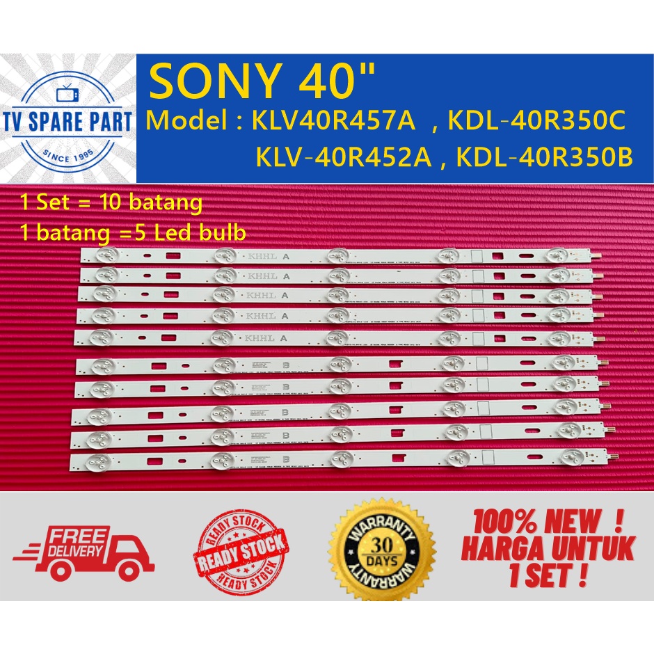 แบ็คไลท์ทีวี LED KLV-40R457A KLV-40R452A KDL-40R350B KDL-40R350C Sony 40 นิ้ว (ใหม่ 100% ...
