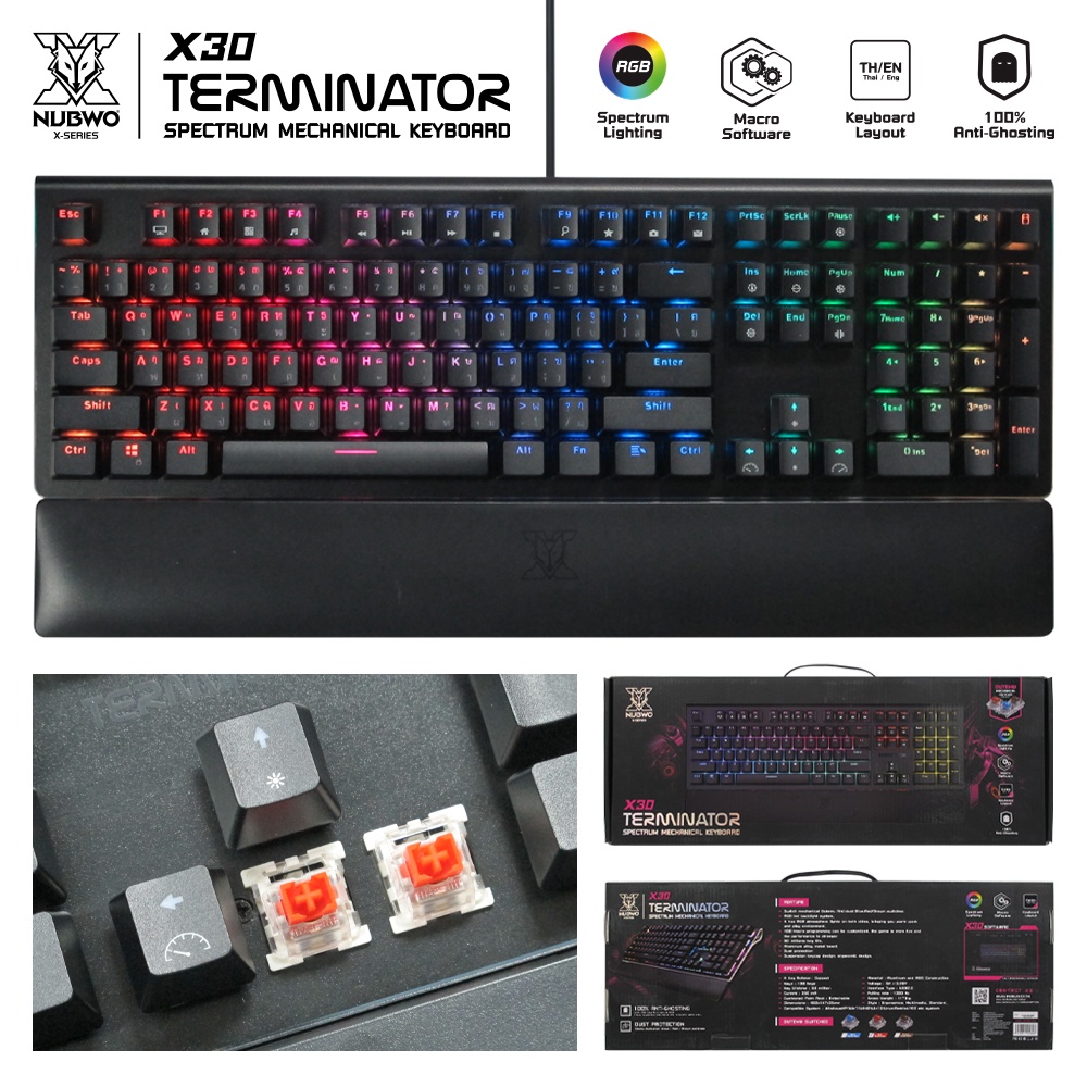 Nubwo X30 TERMINATOR Keyboard Gaming Mechanical Switch Outemu RGB ...