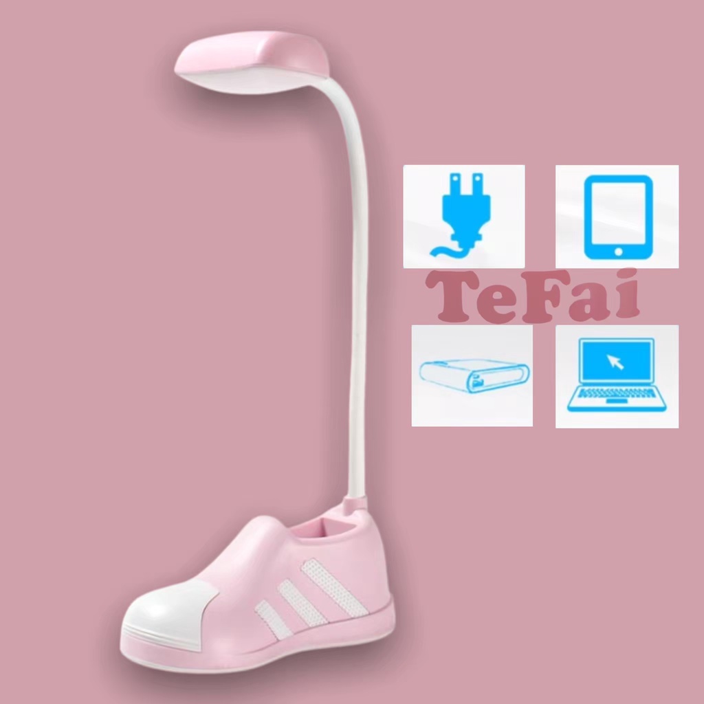 TEFAI โคมไฟตั้งโต๊ะ โคมไฟ ที่ใส่ปากกาโคมไฟตั้งโต๊ะรองเท้าน่ารัก LED ไฟกลางคืน USB โคมไฟน่ารัก ...
