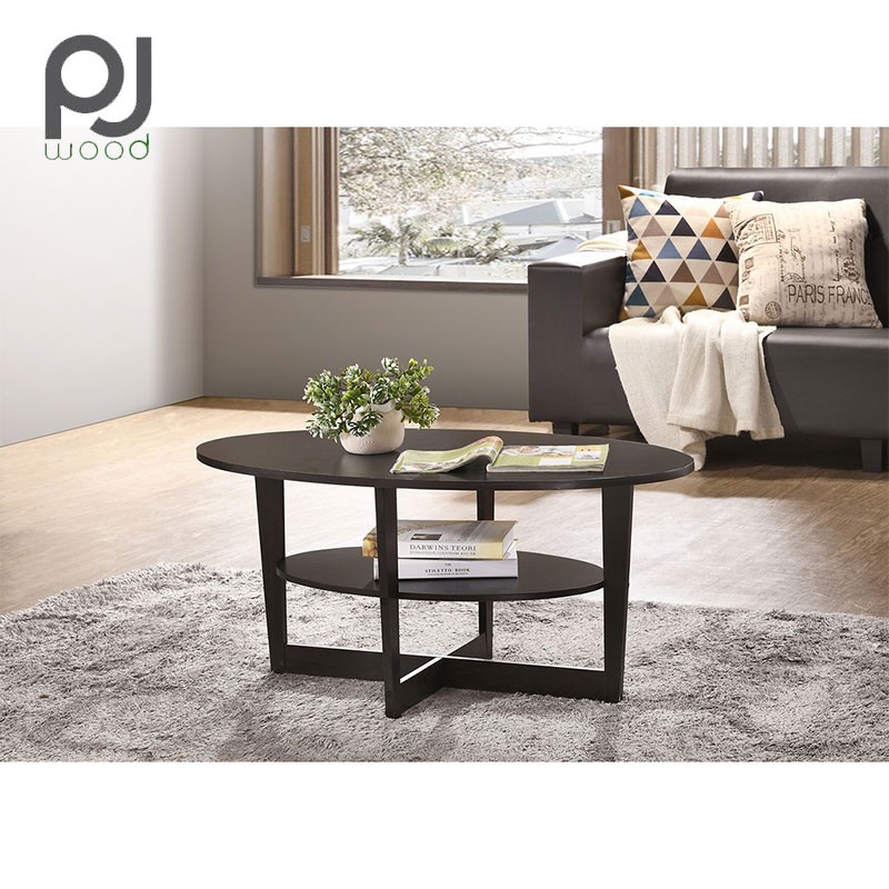 PJ Wood โต๊ะกลาง หน้าวงรี Coffee Table oval square 2 tiers | Shopee ...