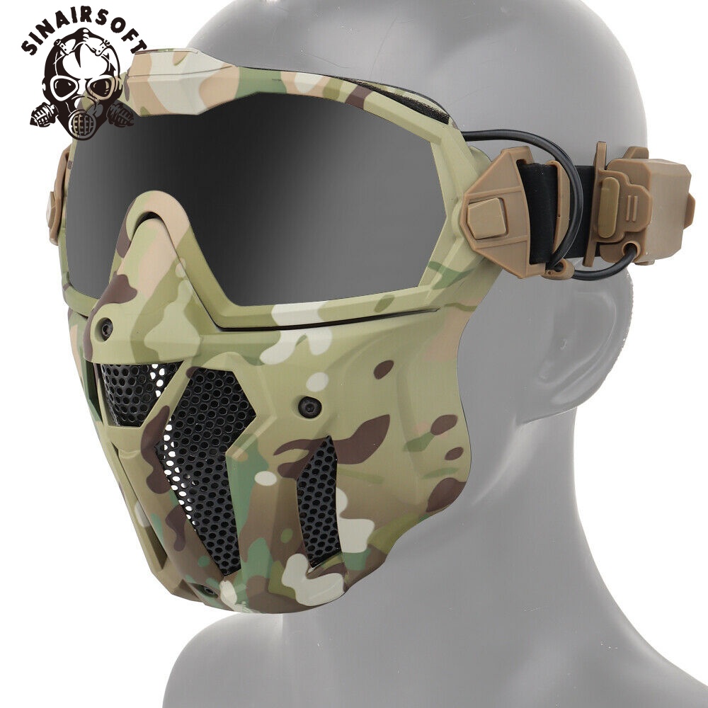 Sinairsoft Outdoor Tactical Anti-fog Full Face Mask Fan Goggles Lens ...