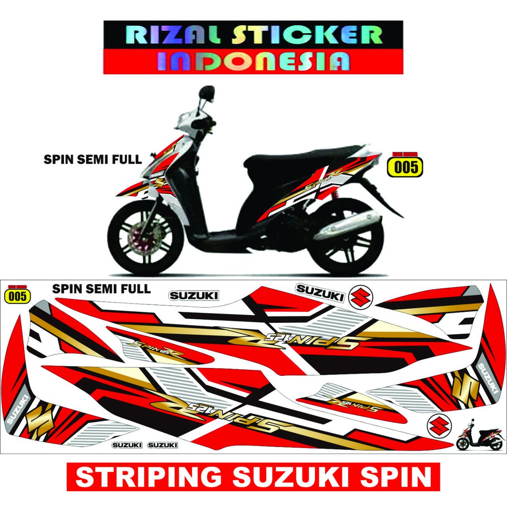 สติ๊กเกอร์แถบกึ่งเต็มตัวสําหรับ suzuki Spin 125 / Spin 125 variations ...