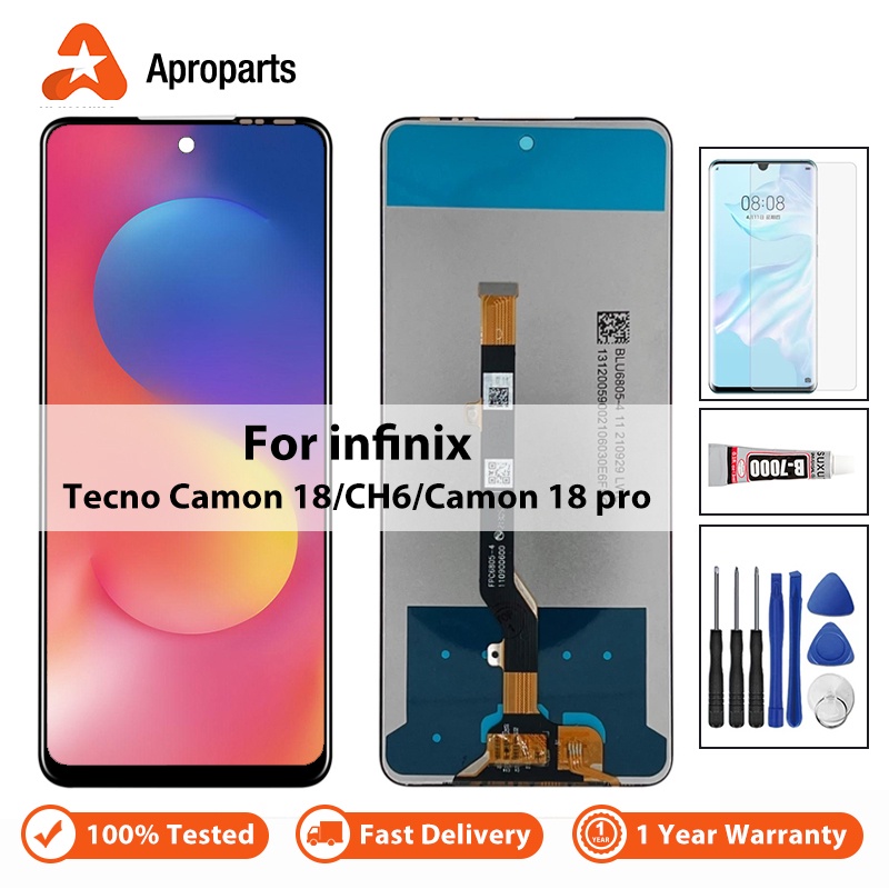 อะไหล่หน้าจอสัมผัสดิจิทัล LCD แบบเปลี่ยน สําหรับ Tecno Camon 18 18P CH6 ...