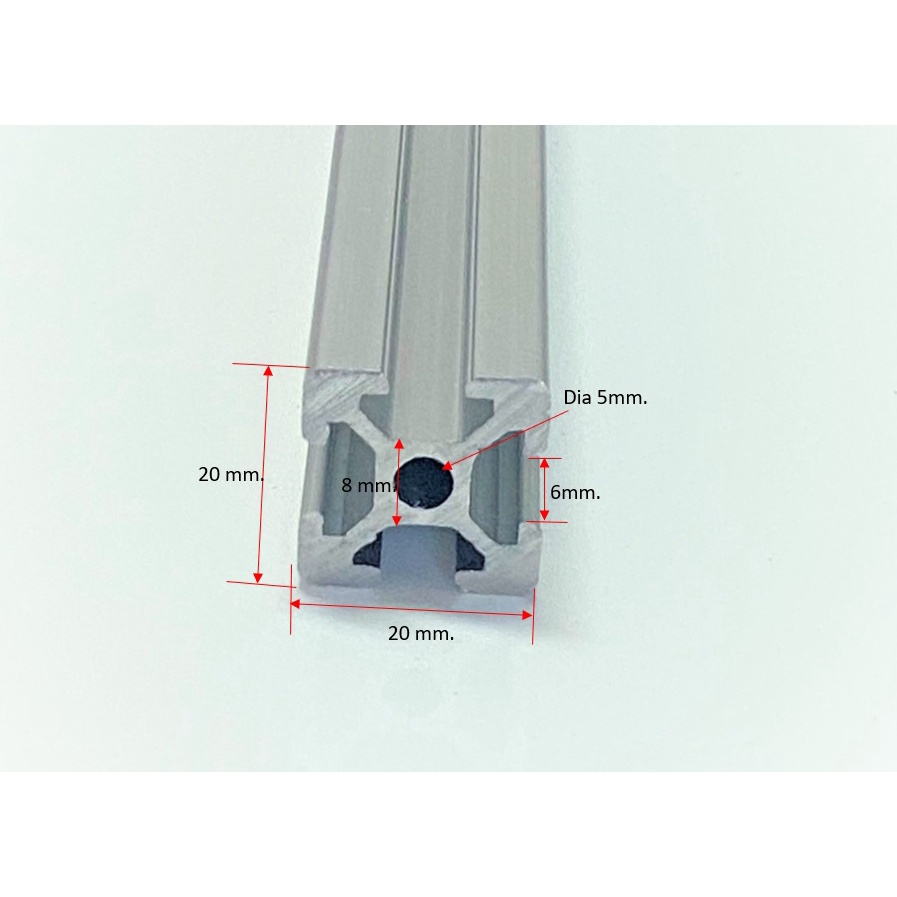 Aluminium Profile 20x20 (ความยาว 1เมตรขึ้นไป) อลูมิเนียมโปรไฟล์ราคาถูก ...