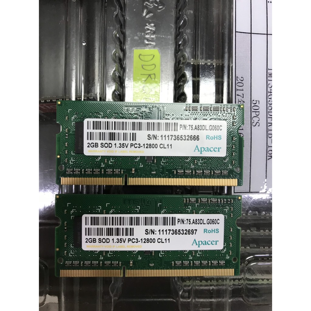 Apacer 2GB SOD 1.35v Pc3-12800 RAM Memory | Shopee Thailand