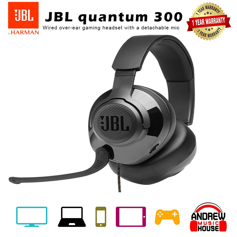 JBL QUANTUM 300 Wired over-ear gaming headset with a detachable mic หู ...