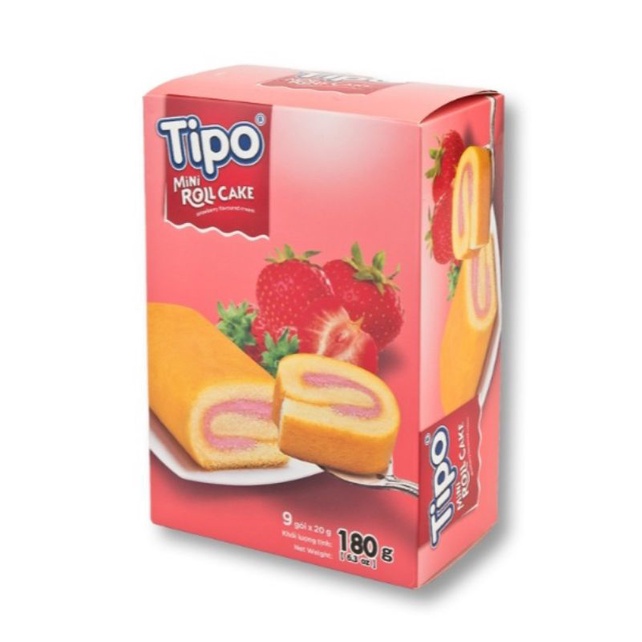 TIPO MINI ROLL CAKE รสนมและรสสตอรอเบอรี่ ขนาด 180 กรัม | Shopee Thailand