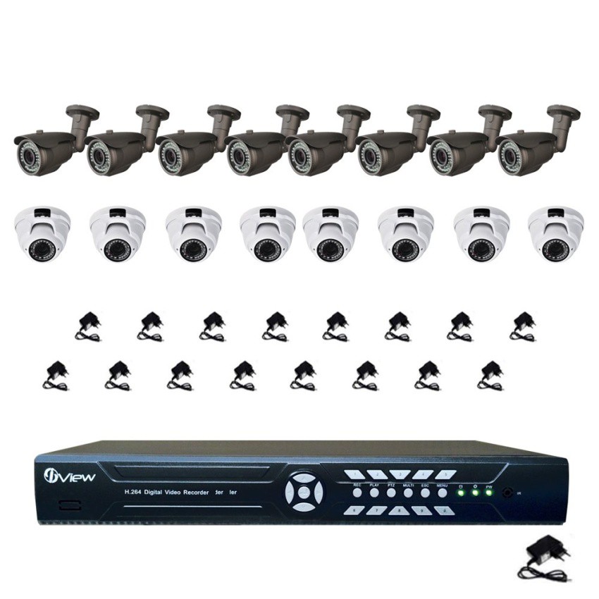 i-viewHD ชุด15 DOME IP Camera HD 8 กล้อง + Bullet IP Camera 8กล้อง960p (1.3 Mp)Lens 2.8-12mm ...