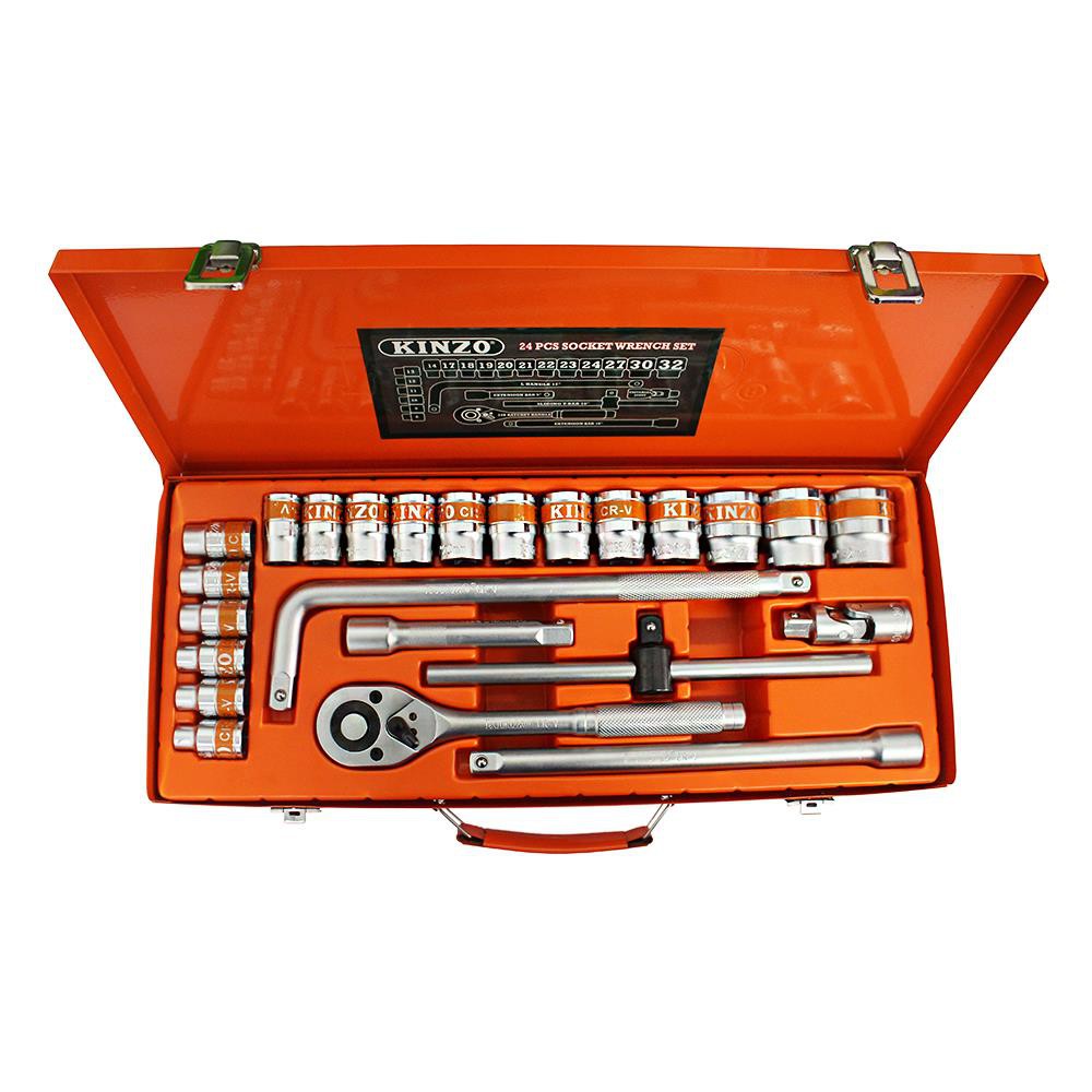 ชุดบ็อกซ์ด้ามขันตัวแอล KINZO 24 ชิ้น SOCKET WRENCH SET KINZO SET 24PCS ...