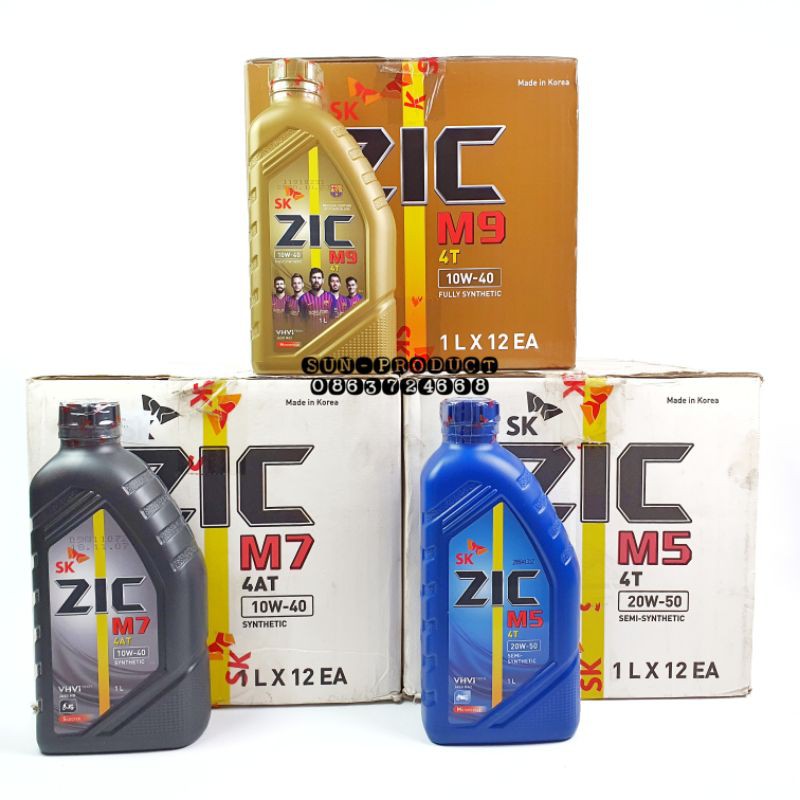 #ยกลัง12ขวด ZIC M9, M7, M5 ขนาด 1 ลิตร น้ำมันคุณภาพ MADE IN KOREA | Shopee Thailand