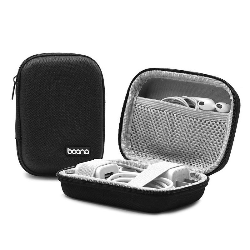 BOONA( รุ่น S-01/SS-02) กระเป๋าจัดระเบียบ 1ช่องซิปชนิดแข็งเก็บสายชาร์จ ...