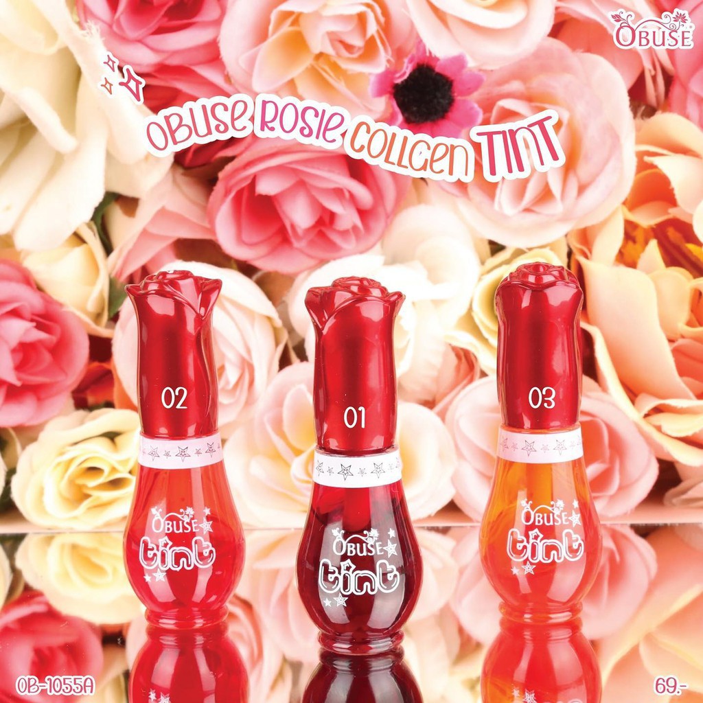 Obuse Tint โอบิวส์ ลิปทินส์ กุหลาบ OB1055A | Shopee Thailand