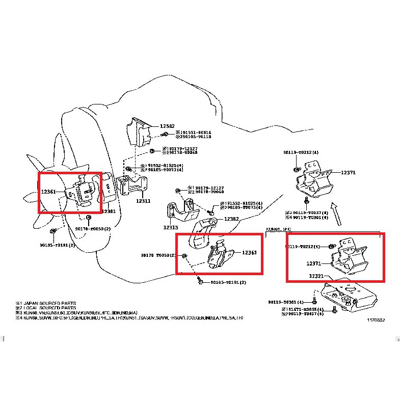 ยางแท่นเครี่องToyota 1KDFTV,2KDFTV Vigo,Fortuner ATM 5FC 12361-0L050 ...
