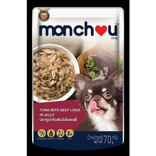[Cheaper] [โหล] Monchou Dog Pouch 70g มองชู อาหารเปียกสุนัข ขนาด 70 กรัม (12ซอง) | Shopee Thailand