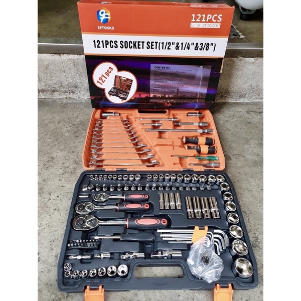 บล็อกชุด 121 ตัวชุด 4 หุน 3หุน 2หุน ยี่ห้อ SFTOOLS เหล็ก CR-V | Shopee Thailand