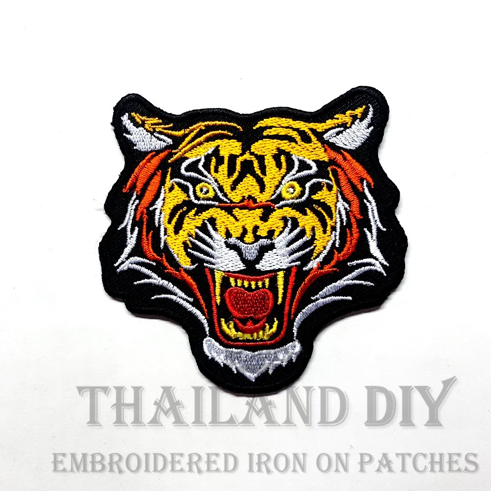 ตัวรีดติดเสื้อ เสือ หัวเสือ ลายสัตว์ เท่ๆ Tiger Head Patch wop งานปัก ตัวรีด อาร์ม ติดเสื้อ ...