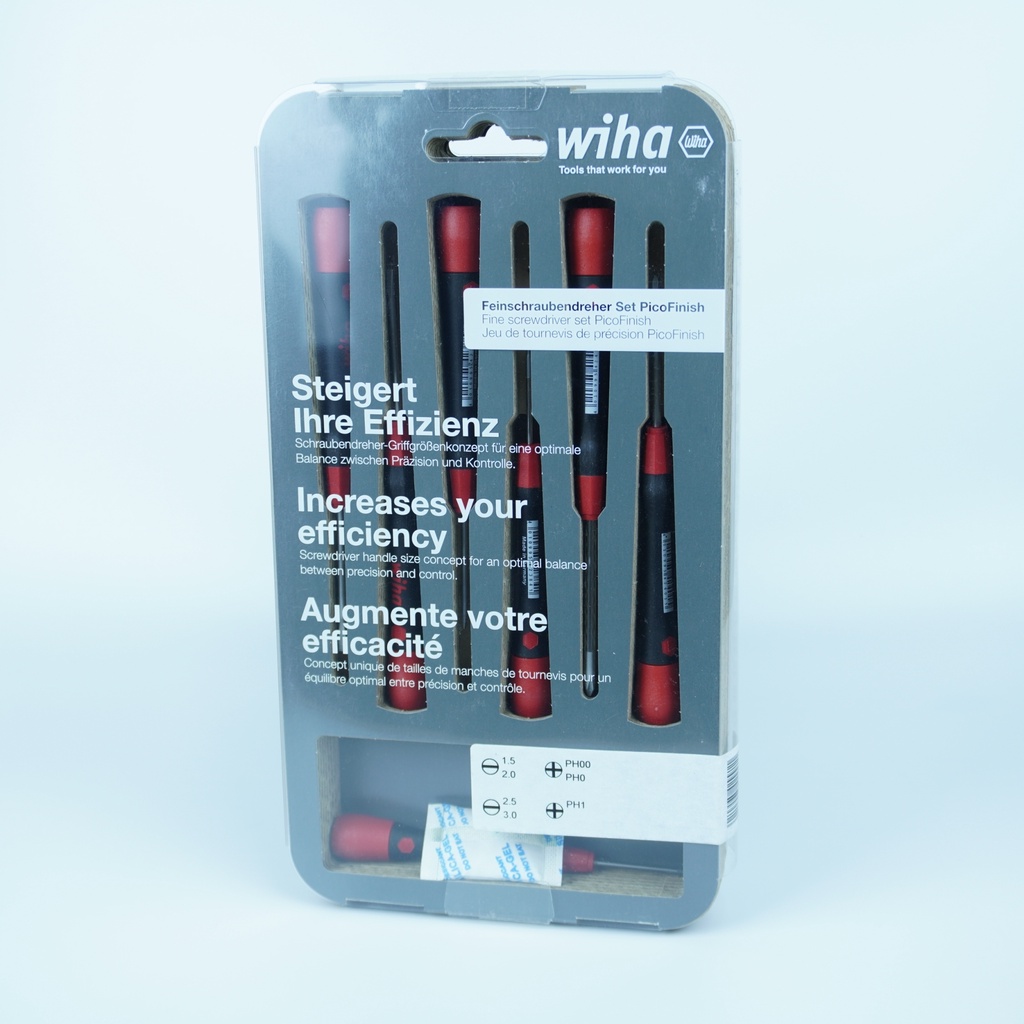 Wiha ชุด ไขควงอิเล็กทรอนิกส์ PicoFinish 7ชิ้น ปากแฉก PH00, PH0, PH1 ...