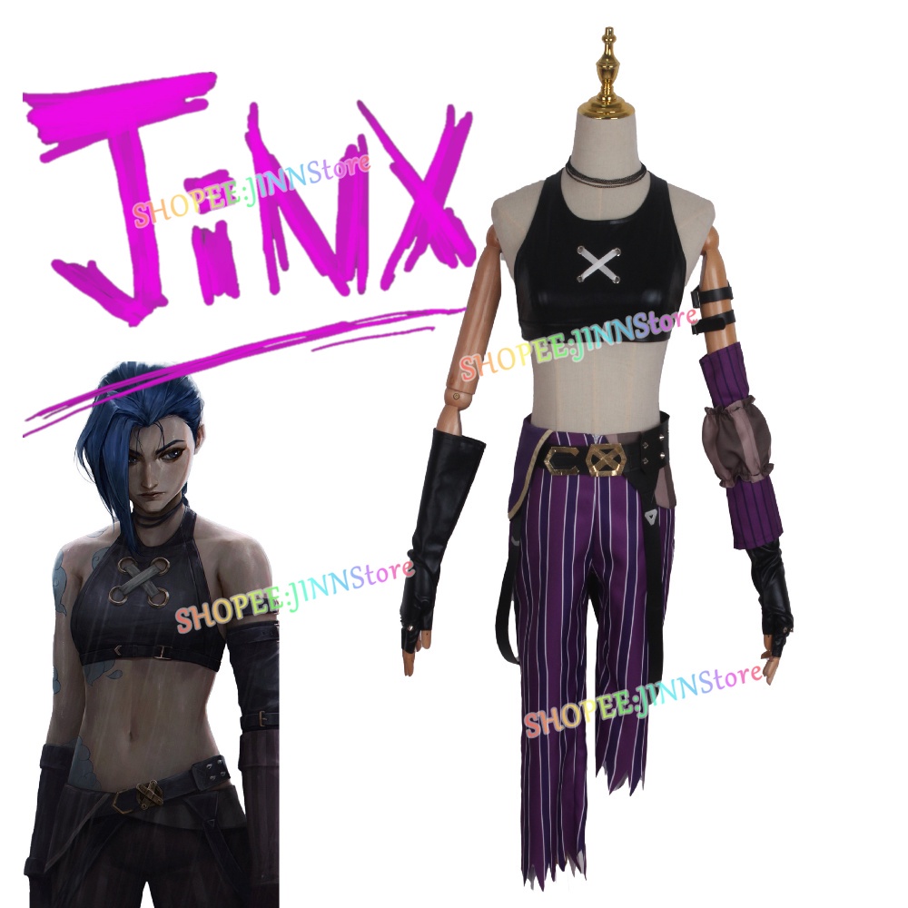 ชุดคอสเพลย์ JINN LOL Jinx Arcane Pow-pow สำหรับการแสดงบนเวที ปาร์ตี้ ...