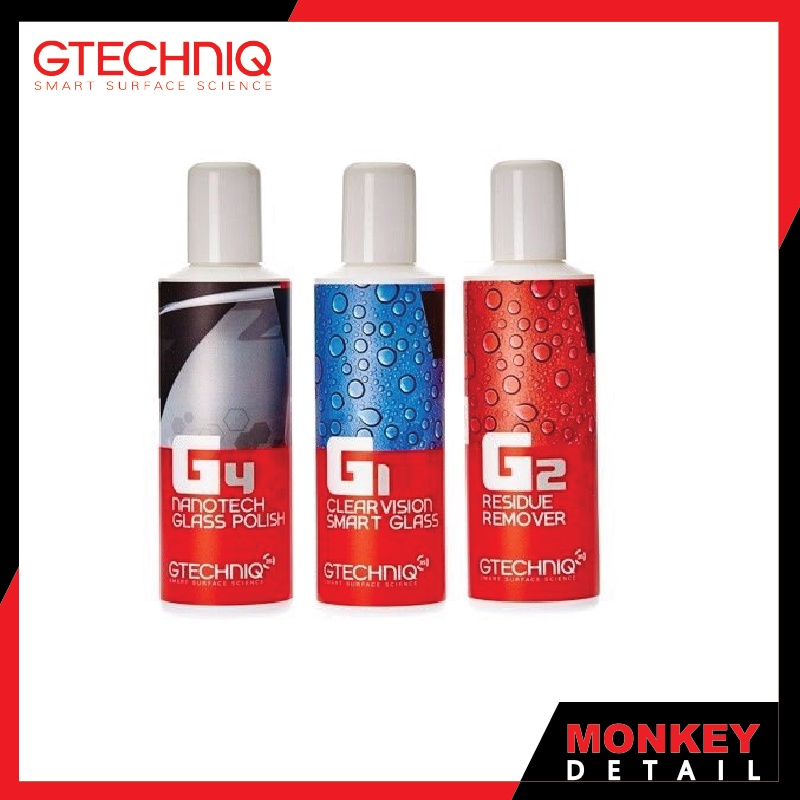 เซ็ตน้ำยาเคลือบกระจกและขัดกระจก - Gtechniq G1 + G2 + G4 Ultimate Clear Vition Screen Kit 100ml ...