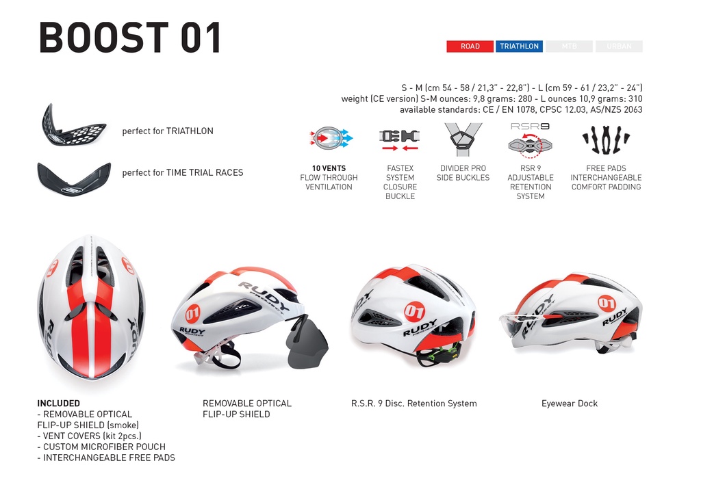 Rudy Project รุ่น Boost 01 With Flip Up Smoke หมวกปั่นจักรยานไตรกีฬา ...