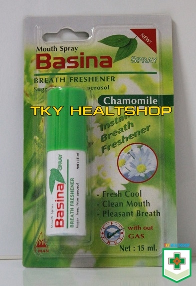 Basina Mouth Spray 15 ml Chamomile (สเปรย์ระงับกลิ่นปาก รสมิ้นท์ เพื่อ ...