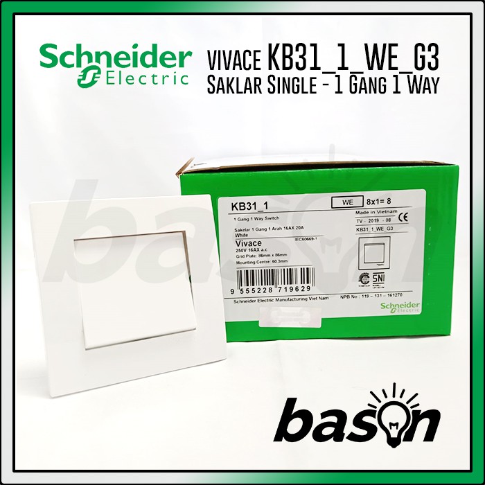Tombol Schneider Vivace 1 Gang 1 Way Switch - 1 ปุ่ม 1 ทาง | Shopee ...
