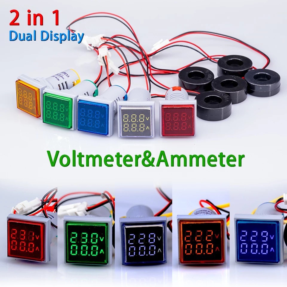 Voltmeter Ammeter 2in1 AC 50-500 V 0-100A LED Digital วัดแรงดันไฟฟ้า วัดกระแส VOLT AMP | Shopee ...
